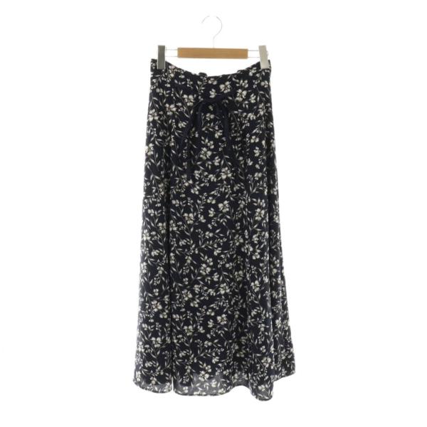 ナチュラルビューティーベーシック NATURAL BEAUTY BASIC 23SS アートフラワープリント フレアスカート S ネイビー グレー ホワイト【ブランド】ナチュラルビューティーベーシック NATURAL BEAUTY BASI...