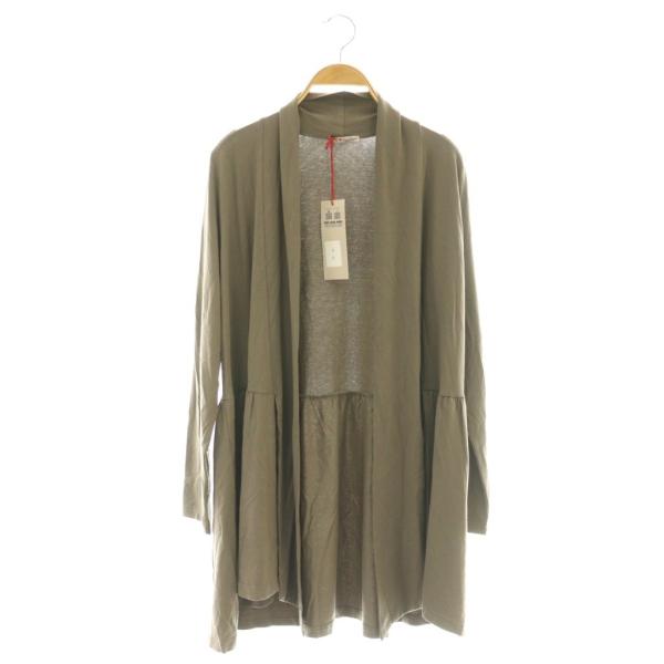 未使用品 エーアンドジーA&amp;G Love Curves カットソーカーディガン 44 グレージュ /CX ■OS レディース【表記サイズ】44【実寸サイズ】肩幅：38cm　身幅：45cm　着丈：81cm　袖丈：55cm　　【素材】レ...