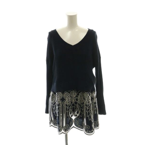 ダイアグラム グレースコンチネンタル Diagram GRACE CONTINENTAL シャーリングレイヤ セーター 36 紺 ネイビー Vネック 長袖 リブニット【ブランド】ダイアグラム グレースコンチネンタル Diagram GRAC...