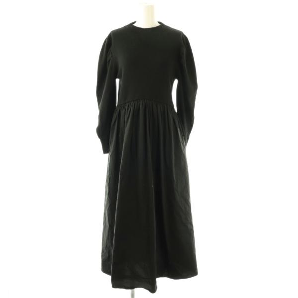 エレンディーク ELENDEEK フィット&amp;フレアミックスワンピース ニット ロング ドッキング 01 ブラック /DF ■OS レディース【ブランド】エレンディーク ELENDEEK【表記サイズ】01【実寸サイズ】肩幅：33.5c...