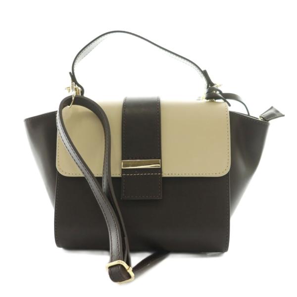 べヴィニ BEVINI バイカラー2WAYバッグ ハンド ショルダー エクリュ 茶 ブラウン /SS ■OS レディース【実寸サイズ】持ち手の長さ：約29cm　ヨコ：約31cm　タテ：約18cm　マチ：約14.5cm　ショルダーの長さ：約7...