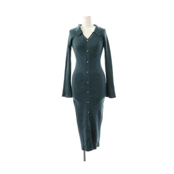 リゼクシー RESEXXY ポロニットタイトワンピース F ブルーグリーン /ES ■OS ■SH レディース【ブランド】リゼクシー RESEXXY【表記サイズ】F【実寸サイズ】肩幅：31cm　身幅：34cm　袖丈：62cm　総丈：117c...