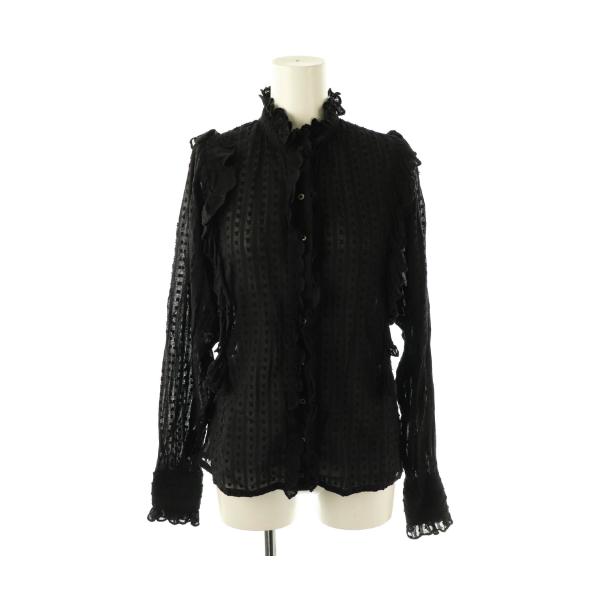 イザベル マラン エトワール ISABEL MARANT ETOILE ドビードットフリルブラウス 長袖 36 ブラック /DO ■OS ■SH レディース【ブランド】イザベル マラン エトワール ISABEL MARANT ETOILE【...