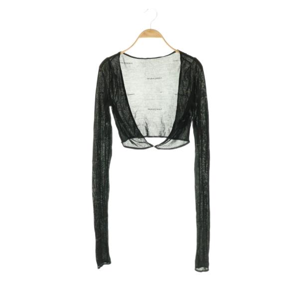 ザレッドスレッド THEREDTHREAD S wire tie cardigan カーディガン ロゴ シアー クロップド F 黒 TR33706 /CX ■OS レディース【表記サイズ】F【実寸サイズ】肩幅：35cm　身幅：38cm　着丈...
