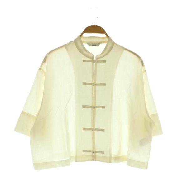 クラネ CLANE 24SS CHINA BUTTON SHIRT チャイナボタンシャツ 五分袖 ショート丈 シアー 1 アイボリー /MY ■OS レディース【ブランド】クラネ CLANE【表記サイズ】1【実寸サイズ】身幅：55cm　着丈...