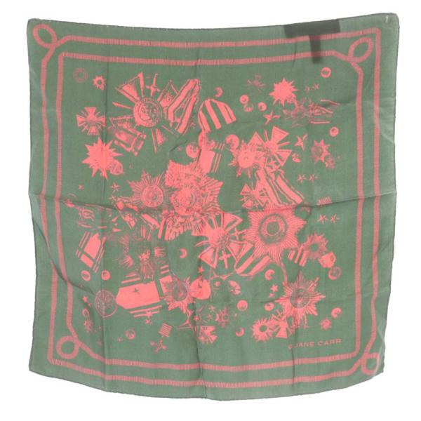 ジェーンカー JANE CARR シルク 総柄 ポケットチーフ 緑 グリーン ピンク /SR ■SH レディース【表記サイズ】実寸サイズをご参照ください。【実寸サイズ】全長（フリンジ含まず）：42cm　幅：42.5cm　　【色】緑 グリーン...