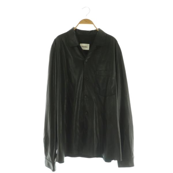 ナヌーシュカ Nanushka ヴィーガンレザーシャツ フェイクレザー 長袖 XXL ブラック /MY ■OS ■SH メンズ【表記サイズ】XXL【実寸サイズ】肩幅：48cm　身幅：63cm　着丈：77cm　袖丈：74cm　　【素材】本体 ...