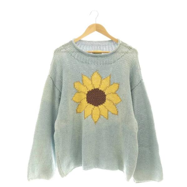 マクマーンウーレン Mcmachan Woolen ひまわり柄プルオーバーニット セーター ライトブルー /DF ■OS ■SH レディース【表記サイズ】サイズ表記なし（実寸サイズをご参考ください。）【実寸サイズ】肩幅：55cm　身幅：60...