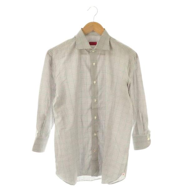 イザイア ISAIA チェックシャツ 長袖 グレー /HK ■OS メンズ【ブランド】イザイア ISAIA【表記サイズ】サイズ表記なし【実寸サイズ】肩幅：45.5cm　身幅：53cm　着丈：77cm　袖丈：48cm　　【素材】品質タグの文字...