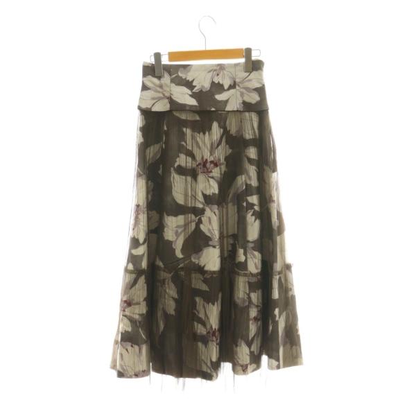 アプワイザーリッシェ Apuweiser-riche 2WAYクラシックフラワースカート 1 灰色 グレー 花柄 白 ホワイト ロング丈 ティアード /AG【ブランド】アプワイザーリッシェ Apuweiser-riche【表記サイズ】1【実...