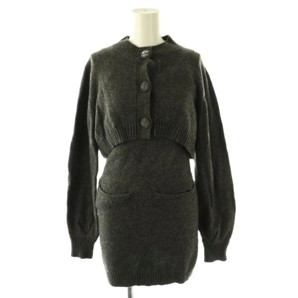 エイミーイストワール eimy istoire ロゴボタンニットセットワンピース ミニ F ダークグレー /DF ■OS レディース【ブランド】エイミーイストワール eimy istoire【表記サイズ】F【実寸サイズ】肩幅：39cm　身幅...