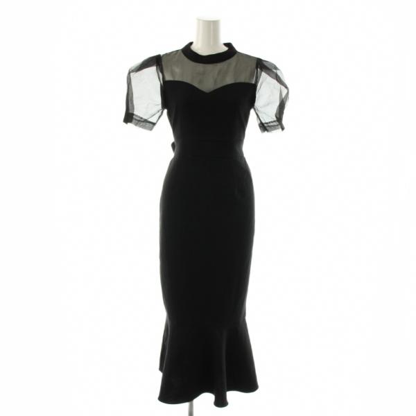 ディーホリック DHOLIC オーガンジー切替マーメイドドレス ワンピース S ブラック /ES ■OS ■SH レディース【表記サイズ】S【実寸サイズ】肩幅：33.5cm　身幅：39cm　袖丈：25cm　総丈：119cm　　【素材】ポリエ...