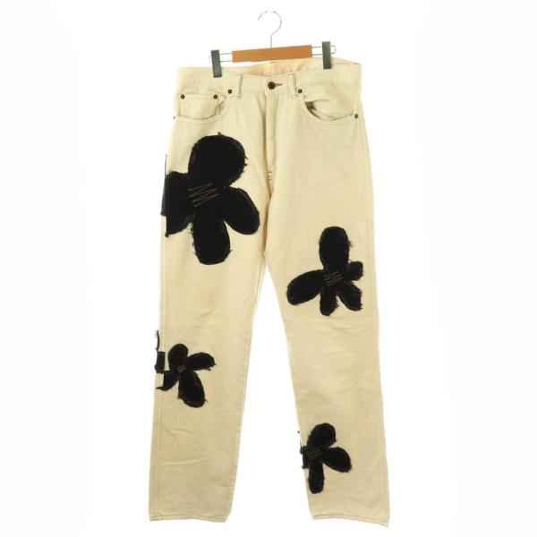 コッキ KHOKI 23AW Flower pattern denim pants デニムパンツ ジーンズ 3 アイボリー /DF ■OS ■SH メンズ【表記サイズ】3【実寸サイズ】ウエスト：84cm　もも幅：31cm　裾幅：20.5cm...
