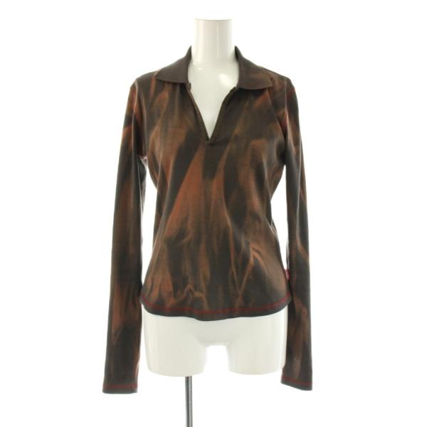 ディーゼル DIESEL 24AW T-RIBS 襟付きリブトップス カットソー L ダークブラウン オレンジブラウン /DO ■OS レディース【ブランド】ディーゼル DIESEL【表記サイズ】L【実寸サイズ】肩幅：40cm　身幅：43c...