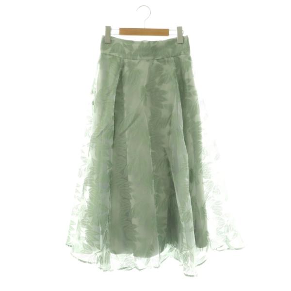 スウィングル Swingle シアーリーフスカート ロング フレア M ライトグリーン /NR ■OS レディース【ブランド】スウィングル Swingle【表記サイズ】M【実寸サイズ】ウエスト：64cm　ヒップ：100cm　スカート丈：86...