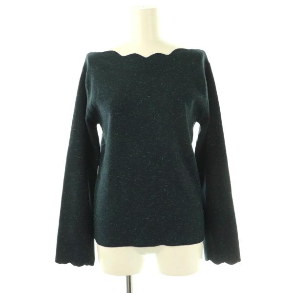 ナチュラルクチュール natural couture 26SS スカラップラメニット セーター 長袖 F ネイビー /HK ■OS レディース【表記サイズ】F【実寸サイズ】肩幅：35cm　身幅：42cm　着丈：53.5cm　袖丈：54.5c...