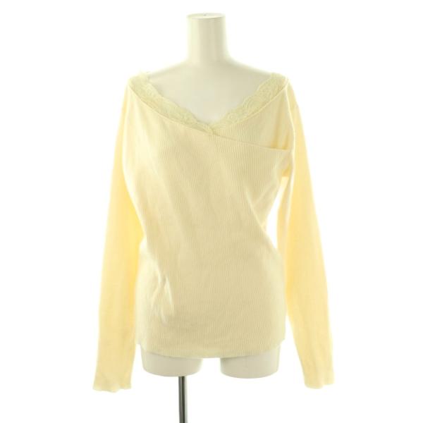 ナチュラルクチュール natural couture 25AW アシメレースネックリブニットプルオーバー セーター 長袖 F オフホワイト /HK ■OS レディース【表記サイズ】F【実寸サイズ】肩幅：40cm　身幅：43cm　着丈：52....