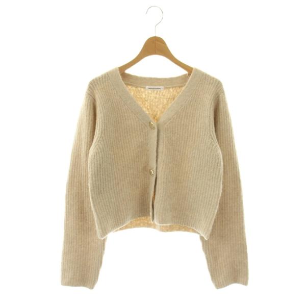 ナチュラルクチュール natural couture 25AW ウール混片畦編みニットカーディガン Vネック ベージュ /DF ■OS レディース【表記サイズ】サイズ表記なし（実寸サイズをご参考ください。）【実寸サイズ】肩幅：34cm　身幅...