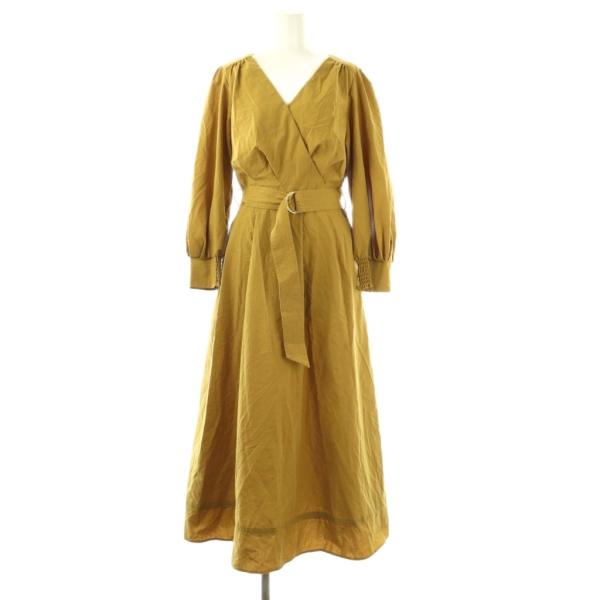 ナチュラルクチュール natural couture 骨スト優勝カシュクールワンピース ロング F マスタード /DF ■OS レディース【表記サイズ】F【実寸サイズ】肩幅：36cm　身幅：42cm　着丈：120.5cm　袖丈：52cm　　...