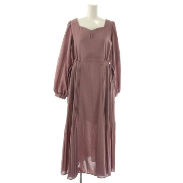ナチュラルクチュール natural couture 24AW ハートネック両サイドプリーツワンピース ロング F ピンクパープル /DF ■OS レディース【表記サイズ】F【実寸サイズ】肩幅：32.5cm　身幅：44.5cm　袖丈：57c...
