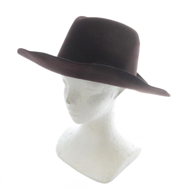 ジャネッサレオン janessa leone 中折れフェルトハット ウール 帽子 茶色 ブラウン /SR レディース【実寸サイズ】つば：8.5cm　頭周り：56cm　　【素材】羊毛100％【色】茶色 ブラウン【状態】表面に擦り傷や変色がござ...