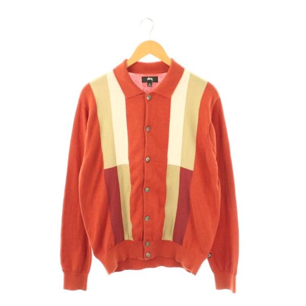 ステューシー STUSSY color block sweater ニット カーディガン 長袖 M オレンジ ベージュ /HK ■OS ■SH メンズ【ブランド】ステューシー STUSSY【表記サイズ】M【実寸サイズ】肩幅：47cm　身幅：...