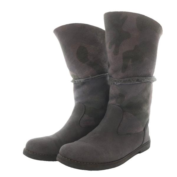 ステファノガンバ STEFANO GAMBA ムートンブーツ ミドル フラット カモフラ スエード 38 グレー /YO16 レディース【ブランド】ステファノガンバ STEFANO GAMBA【表記サイズ】38【実寸サイズ】筒周り：35cm...