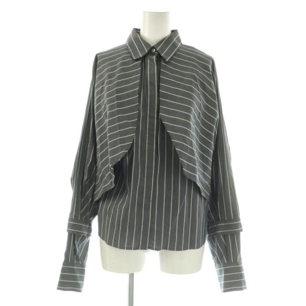 リムアーク rim.ark  24AW Covered sleeves SH シャツ 長袖 ストライプ F グレー オフホワイト /DO ■OS レディース【ブランド】リムアーク rim.ark 【表記サイズ】F【実寸サイズ】身幅：51cm...