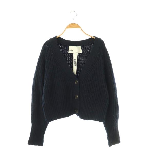 ティッカ TICCA ラメVネックカーディガン ニット 長袖 F ネイビー /HK ■OS レディース【ブランド】ティッカ TICCA【表記サイズ】F【実寸サイズ】身幅：54cm　着丈：43cm　ゆき丈：81cm　　【素材】毛、アクリル、ナ...