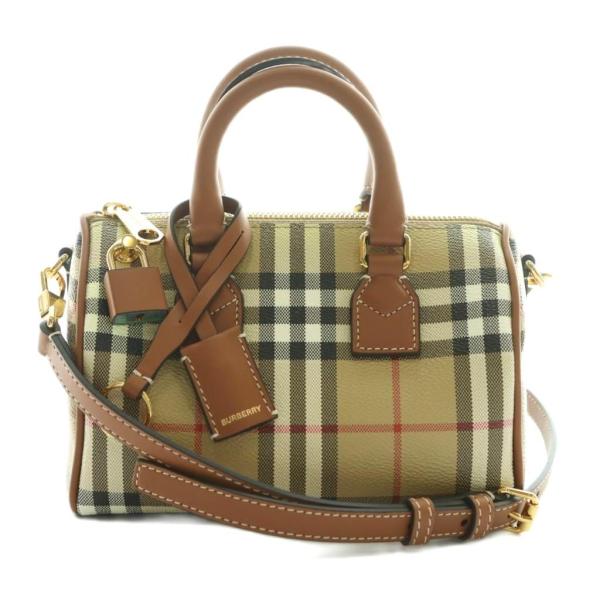 バーバリー BURBERRY ミニ チェック ボウリングバッグ ハンド ショルダー 2WAY ノバチェック 茶 ブラウン ベージュ 81185651 /AQ ■OS レディース【ブランド】バーバリー BURBERRY【表記サイズ】実寸サイズ...