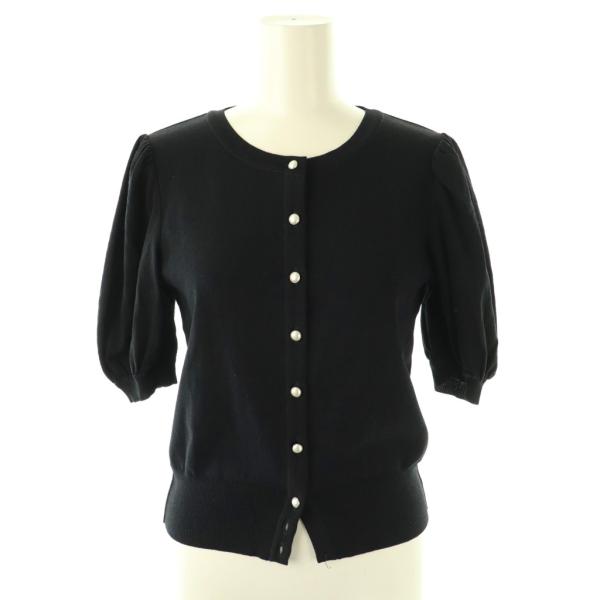 ルネ Rene パールボタン半袖カーディガン ニット 34 ネイビー /DO ■OS レディース【ブランド】ルネ Rene【表記サイズ】34【実寸サイズ】肩幅：31.5cm　身幅：40.5cm　着丈：46.5cm　袖丈：31cm　　【素材】...