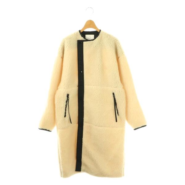 ハイク HYKE SHEARLING COAT ボアコート ノーカラーコート アウター S アイボリー 17175 /DF ■OS レディース【ブランド】ハイク HYKE【表記サイズ】S【実寸サイズ】肩幅：59cm　身幅：55cm　着丈：1...