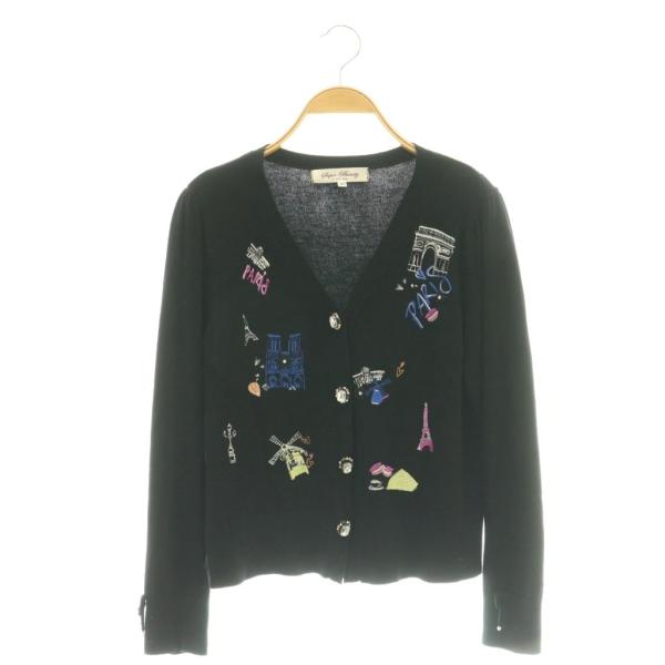 スーパービューティ SuperBeauty PARISカーディガン ニット 刺繍 42 ブラック /DF ■OS レディース【表記サイズ】42【実寸サイズ】肩幅：37cm　身幅：42cm　着丈：49.5cm　袖丈：56.5cm　　【素材】レ...