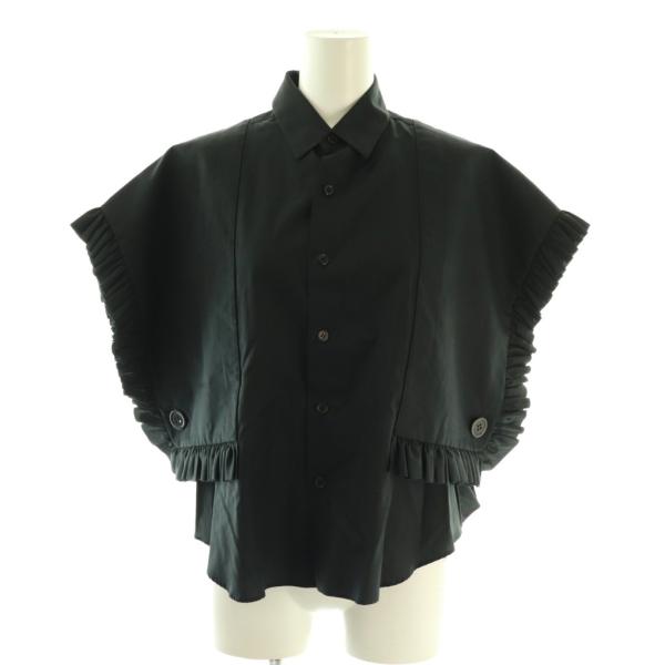 ノワールケイニノミヤ  kei ninomiya AD2024 3o-b013 ラッフル半袖シャツ XS ブラック /ES ■OS レディース【ブランド】ノワールケイニノミヤ  kei ninomiya【表記サイズ】XS【実寸サイズ】身幅：...