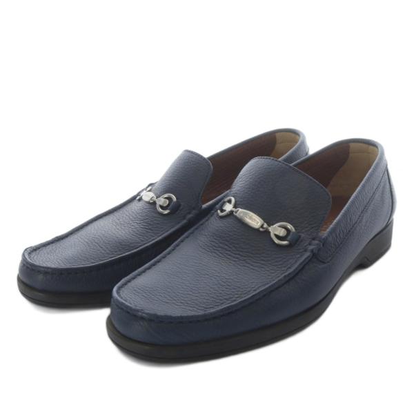 ア テストーニ a. testoni ローファー スリッポン レザー 7 ネイビー /YO4 メンズ【表記サイズ】7【実寸サイズ】最大幅：9.5cm　アウトソール：28cm　　【素材】レザー【色】ネイビー【状態】インソールかかとと表側にごく...