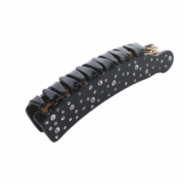 エルエリクソン L.ERICKSON ラインストーン バナナクリップ 黒 ブラック /SR レディース【実寸サイズ】幅×2cm　長さ×11cm　【色】黒 ブラック【状態】この商品には下記のようなダメージがあります。　　・金具部分にサビや変色...