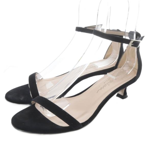 マリアン MARIAN アンクルストラップ サンダル スエード 38 黒 ブラック /SR レディース【表記サイズ】38【実寸サイズ】ヒールの高さ：4cm　最大幅：8.5cm　　【素材】スエード【色】黒 ブラック【状態】この商品には下記のよ...