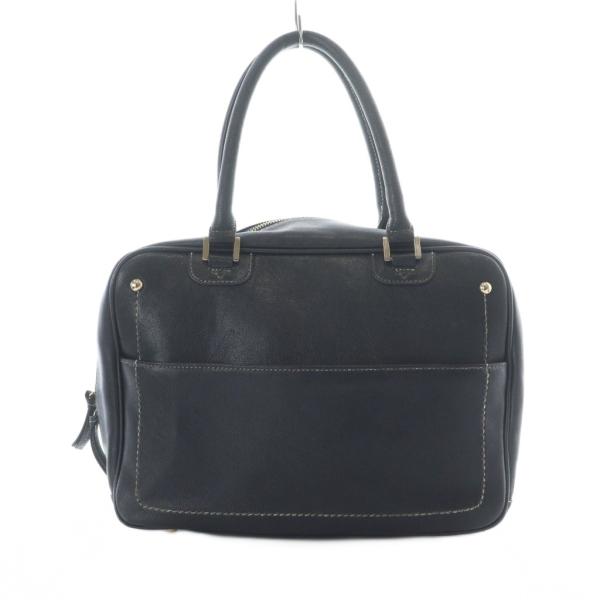 センプリチェ　Semplice ハンドバッグ トート 黒 ブラック トップハンドル フロントポケット ステッチデザイン /RI ■OS レディース【ブランド】センプリチェ　Semplice【実寸サイズ】持ち手の長さ：44.5cm　ヨコ：31...