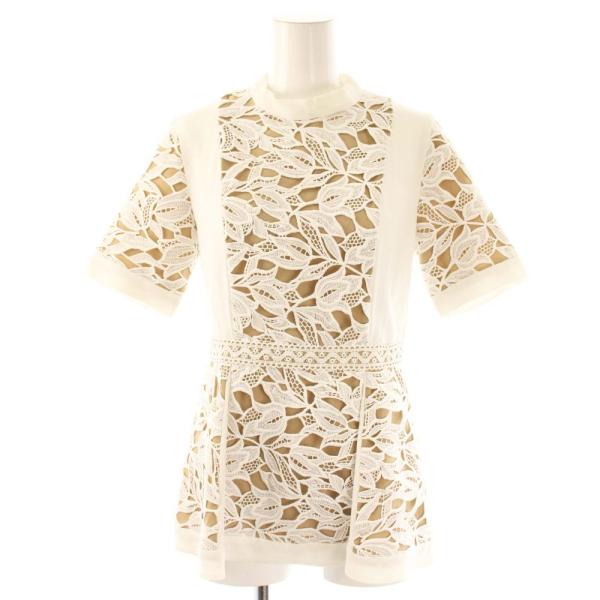 ビアッジョブルー Viaggio Blu ルッソ LUSSO リーフレースブラウス プルオーバー 半袖 1 ホワイト ベージュ /HK ■OS ■SH レディース【ブランド】ビアッジョブルー Viaggio Blu【表記サイズ】1【実寸サイ...