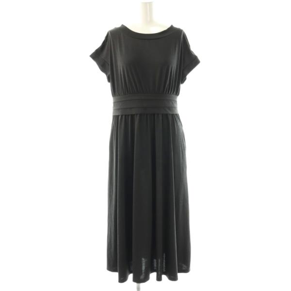 ドゥクラッセ DoCLASSE ギャザーロングワンピース M ブラック グレー 無地 半袖 ギャザーウエスト /OK ■OS ■SH レディース【ブランド】ドゥクラッセ DoCLASSE【表記サイズ】M【実寸サイズ】身幅：41cm　着丈：1...