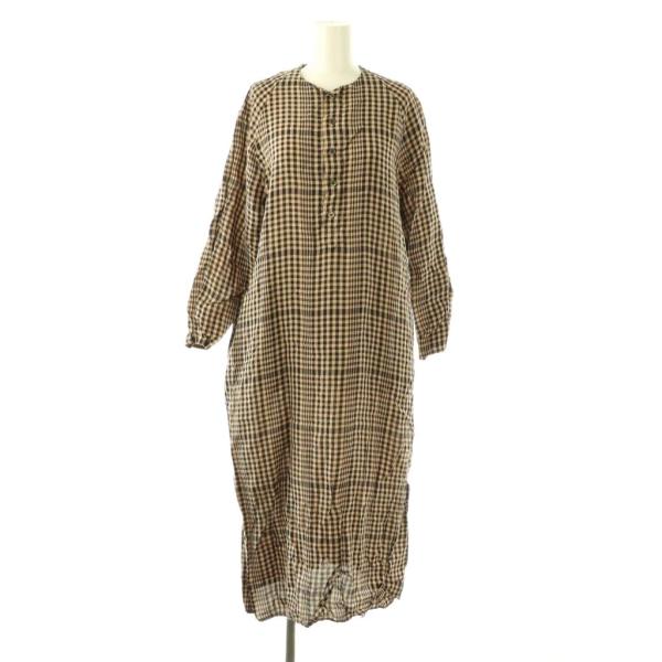 ティッカ TICCA レーヨンギンガムチェックロングワンピース 長袖 F ベージュ ブラック /DO ■OS レディース【ブランド】ティッカ TICCA【表記サイズ】F【実寸サイズ】身幅：47cm　着丈：113cm　ゆき丈：67.5cm　　...