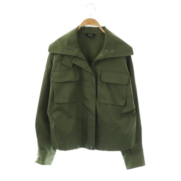 セオリー Theory ESSENTIAL TWILL BELT CARGO JKT ジャケット ミリタリー ジップアップ S カーキ /NR ■OS レディース【ブランド】セオリー Theory【表記サイズ】S【実寸サイズ】身幅：53.5...