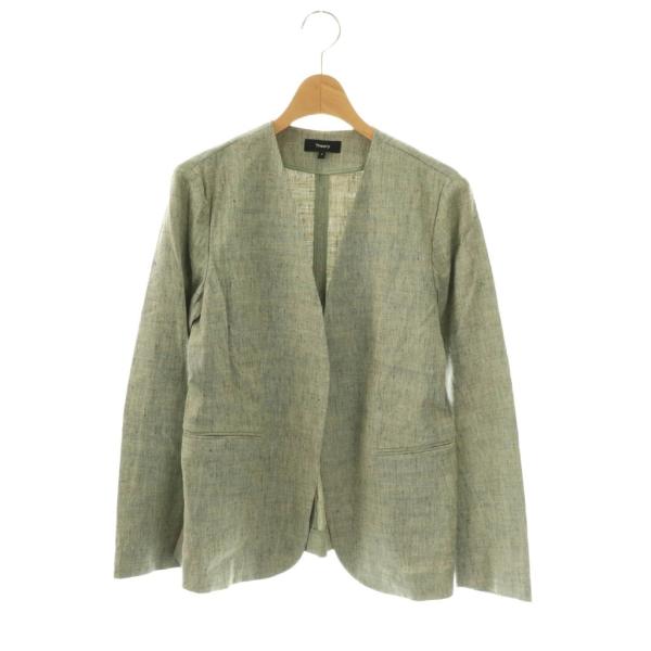 セオリー Theory SHARKSKIN CRUNCH LINDRAYIA B ジャケット アウター ノーカラー 4 グレー /NR ■OS レディース【ブランド】セオリー Theory【表記サイズ】4【実寸サイズ】肩幅：35.5cm　身...