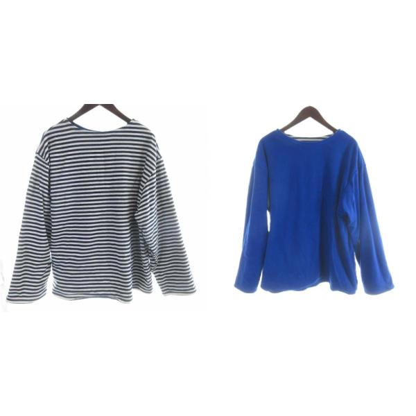 フリークスストア FREAKS STORE リバーシブルバスクロングスリーブTシャツ F マルチカラー（白 黒 青） ストライプ柄 長袖【ブランド】フリークスストア FREAKS STORE【表記サイズ】F【実寸サイズ】肩幅：約53cm　身...