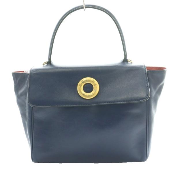 セリーヌ CELINE サークルロゴ ハンドバッグ レザー 紺 ネイビー /SS ■OS ■OH レディース【ブランド】セリーヌ CELINE【実寸サイズ】持ち手の長さ：約30cm　ヨコ：約30cm　タテ：約18cm　マチ：約8cm　ショル...