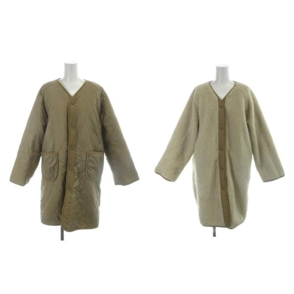 アルファインダストリーズ ALPHA INDUSTRIES W BOA LINER REVERSIBLE コート S ベージュ Vネック 長袖 /AB ■OS レディース【表記サイズ】S【実寸サイズ】身幅：約56cm　着丈：約92cm　ゆき...