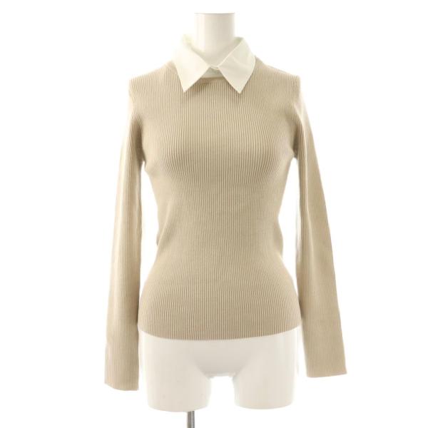 未使用品 ベースメントオンライン BASEMENT online 2TYPE襟付きリブニット プルオーバー F ベージュ /DF ■OS レディース【表記サイズ】F【実寸サイズ】肩幅：31.5cm　身幅：31.5cm　着丈：50.5cm　袖...