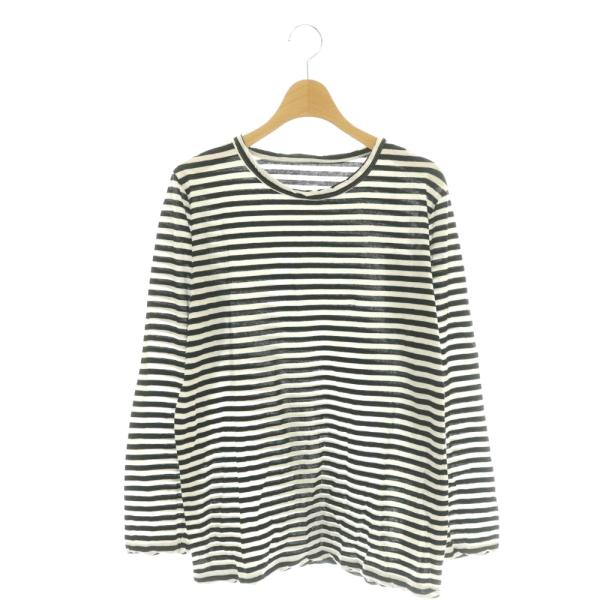 未使用品 ヴェリテクール Veritecoeur 強撚天竺クルーネックロングスリーブ Tシャツ ボーダー F ブラック ホワイト ST-068 レディース【表記サイズ】F【実寸サイズ】肩幅：38cm　身幅：48cm　着丈：60cm　袖丈：5...