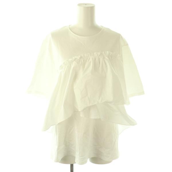 23区 オンワード樫山 vingt-trois 25SS ランダムフリルジャージー ドッキング カットソー 半袖 40 ホワイト /DF ■OS レディース【ブランド】23区 オンワード樫山【表記サイズ】40【実寸サイズ】肩幅：41.5cm...