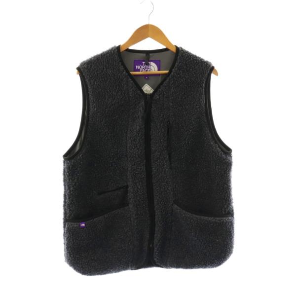 ノースフェイス パープルレーベル Wool Boa WINDSTOPPER Field Vest ベスト ジップアップ ボア M チャコールグレー ブラック /DO ■OS【ブランド】ノースフェイス パープルレーベル THE NORTH F...